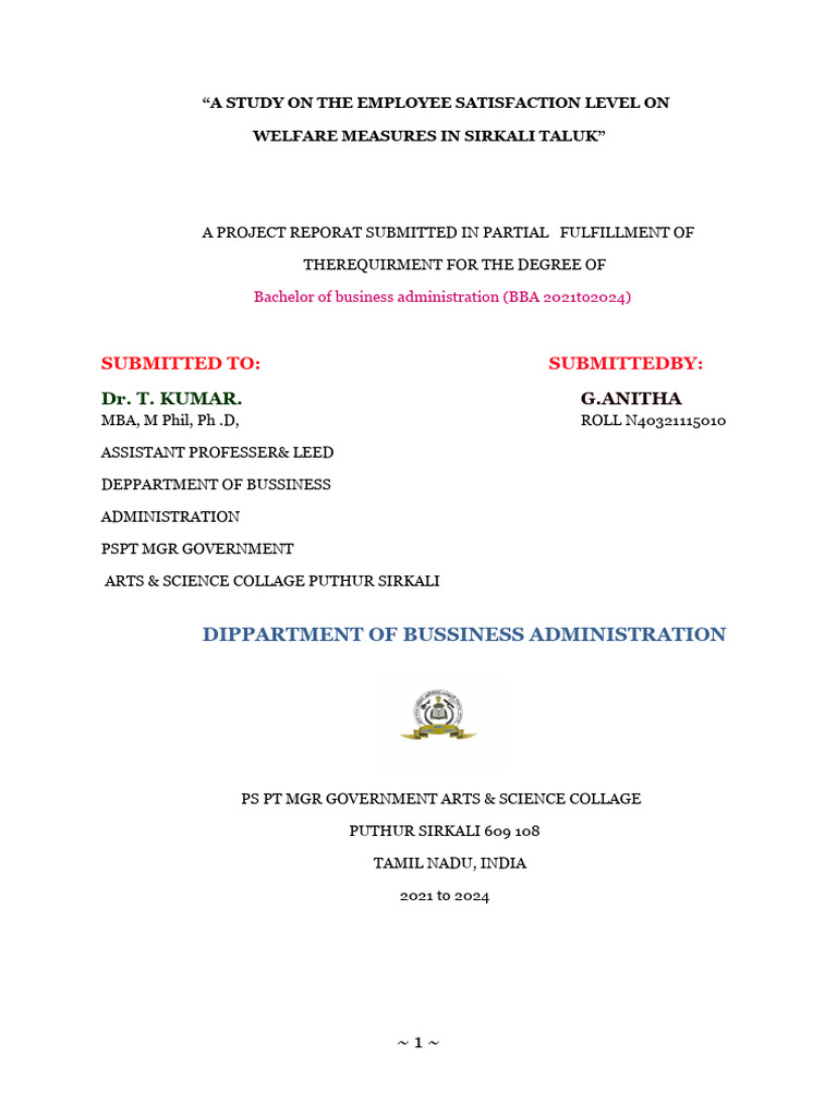 A Study On Employee Satisfaction ( (Anitha) | PDF | Surface Mining | Mining