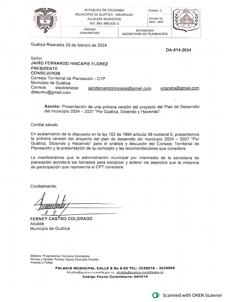 Oficio Ctp Pdt | PDF