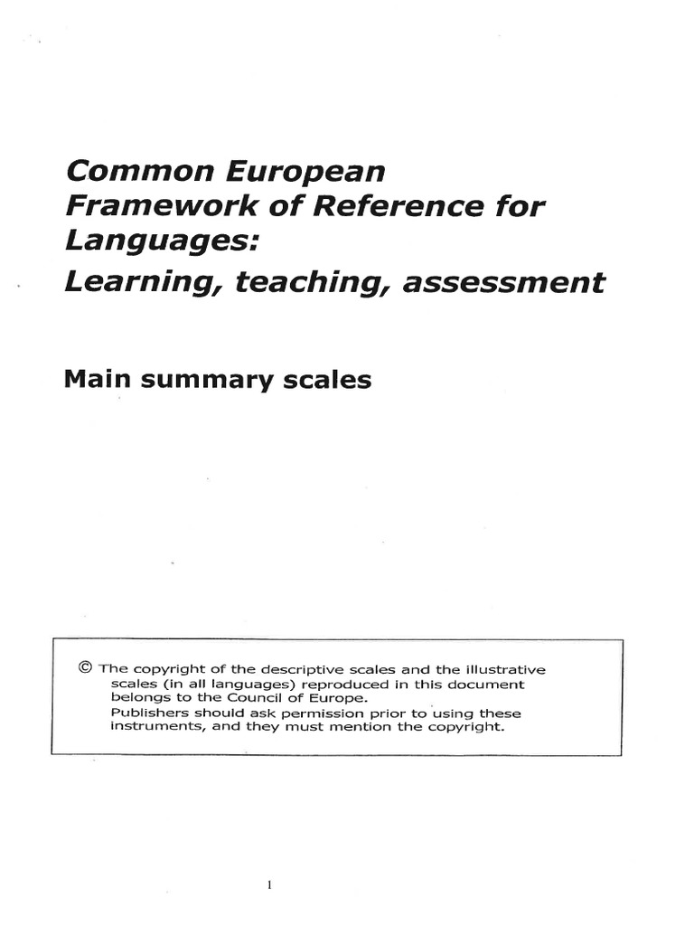 Common European Framework of Reference for Languages | PDF