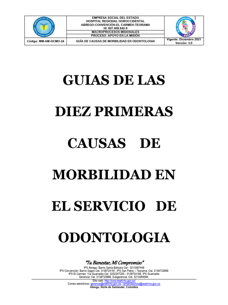 MORBILIDAD EN ODONTOOGIA | PDF | Odontología | Diente