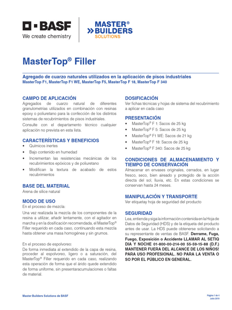 MasterTop Filler | PDF | Revestimiento | Materiales