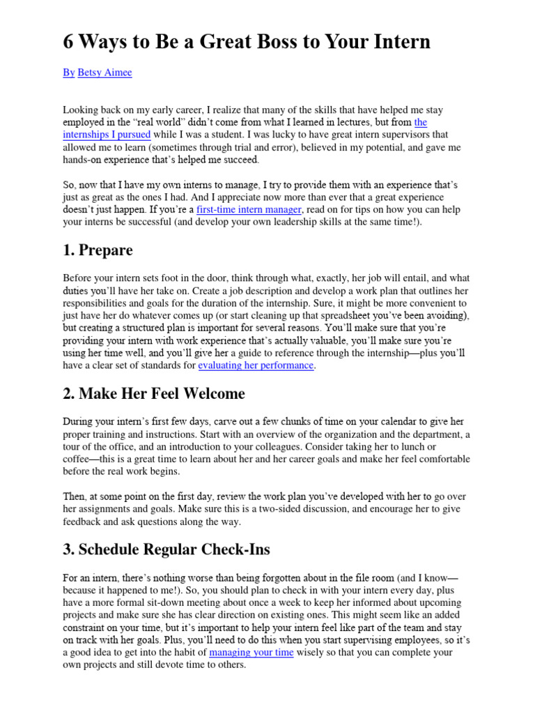 6 Ways To Be A Great Boss To Your Intern | PDF | Internship | Job Hunting