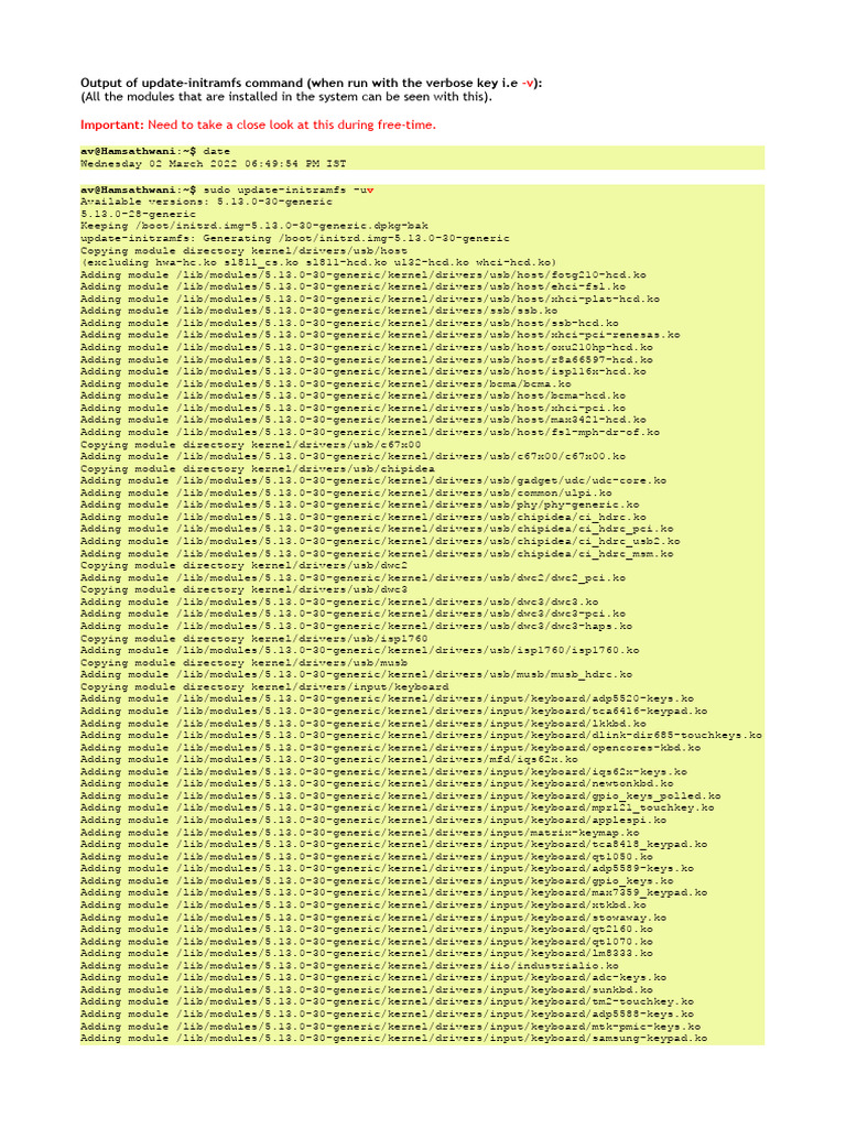 Output of Update-Initramfs Command (Shows All Modules Installed) - Run ...