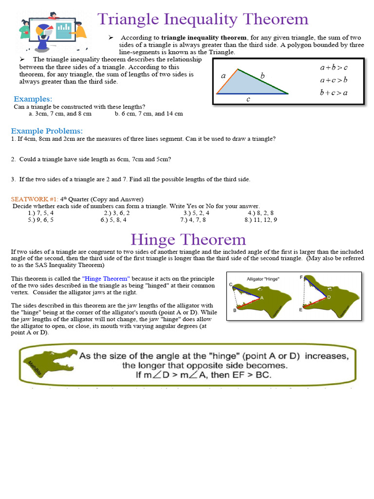 Triangle Inequality and Hinge Theorem | PDF