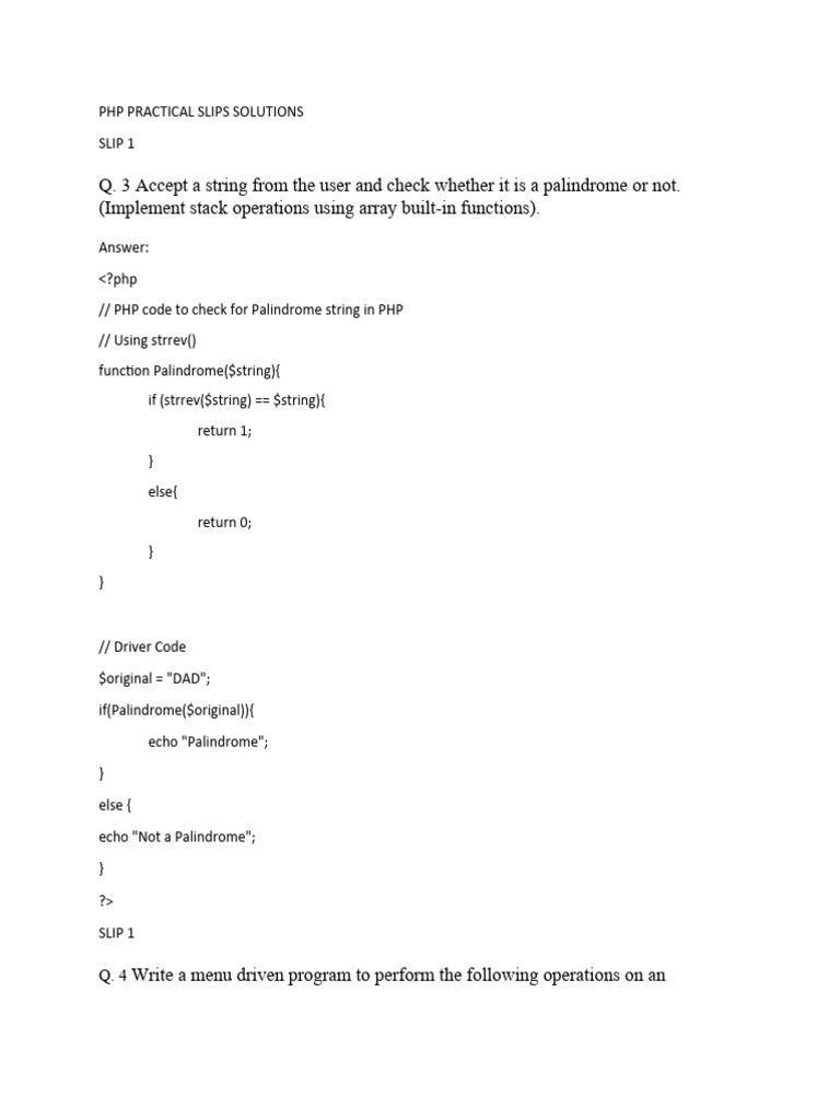 PHP Practical Slips Solutions | PDF