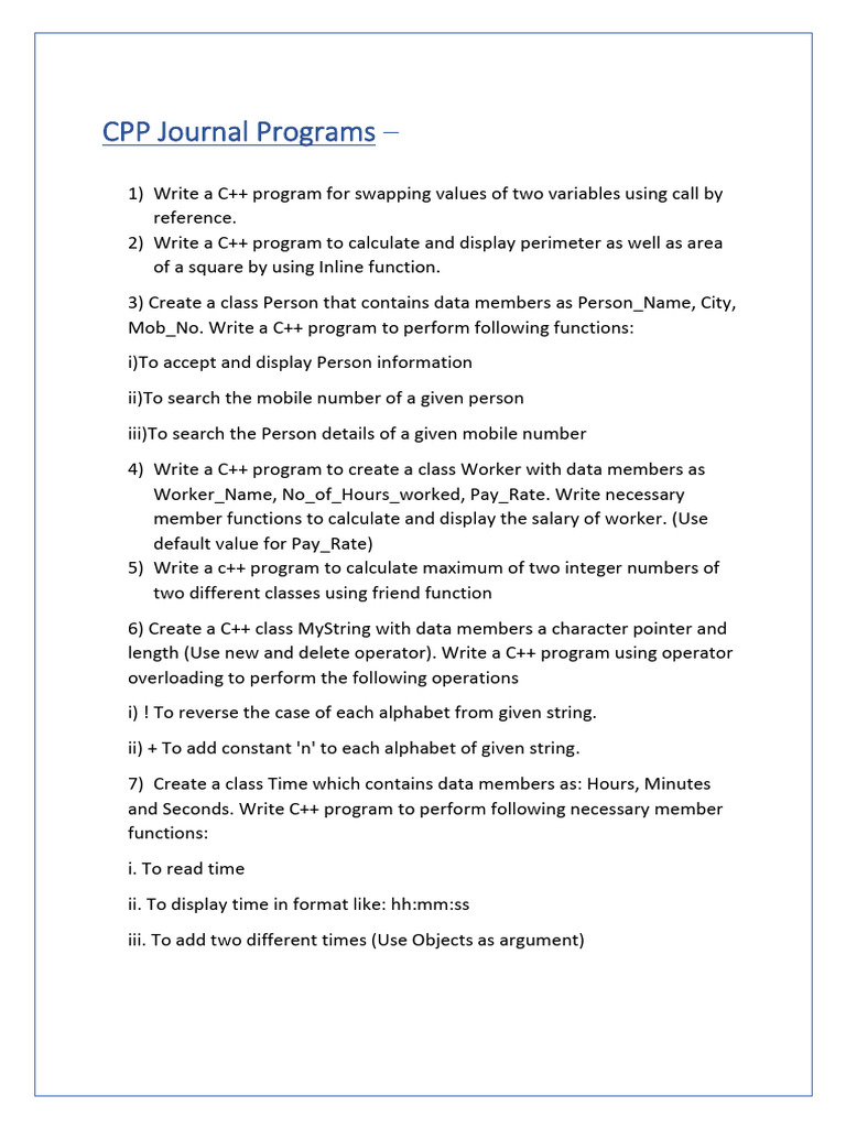 CPP Journal Progs2023 | PDF | C++ | Computer Programming