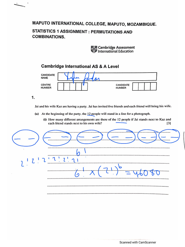 Homwork Stats Permutation ND Combination | PDF