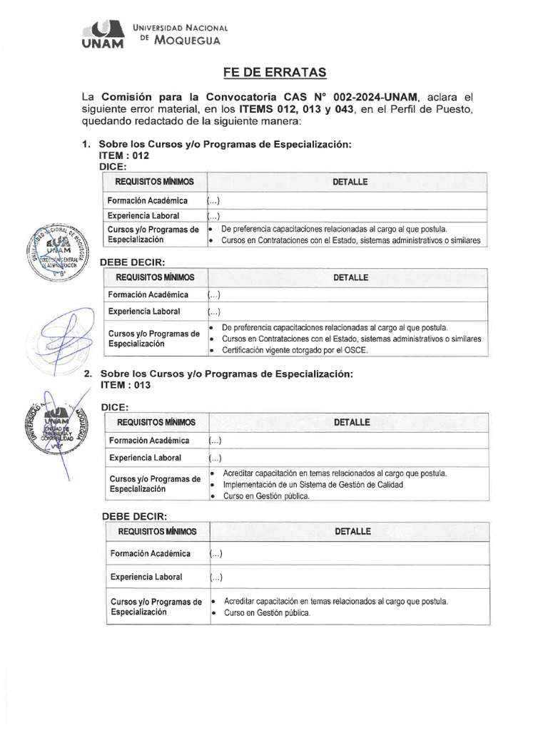 Fe de Erratas | PDF