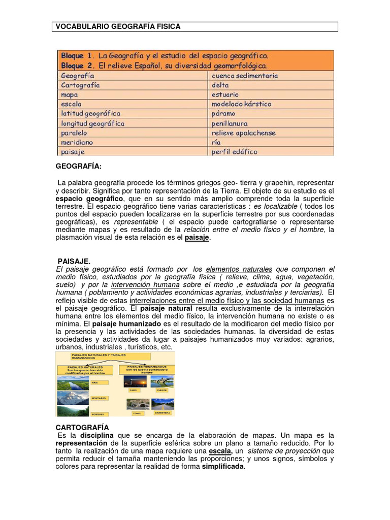 Conceptos Bloque 1 y 2 | PDF | Geografía | Mapa