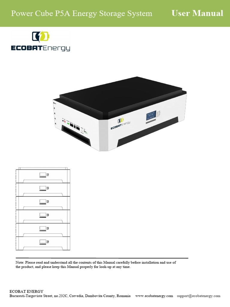 Manual de Utilizare Acumulator Lifepo4 Ecobat Energy Powercube 51.2V 100ah 5.12KWh Pentru ...