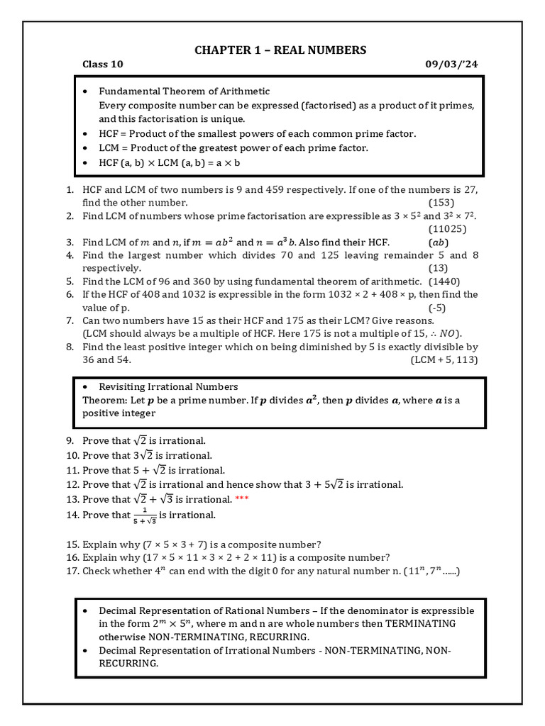 Chapter 1 - REAL NUMBERS | PDF | Numbers | Factorization