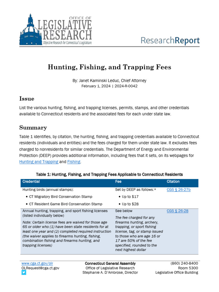 Hunting, Fishing, And Trapping Fees 2024-R-0042 | PDF | Hunting ...
