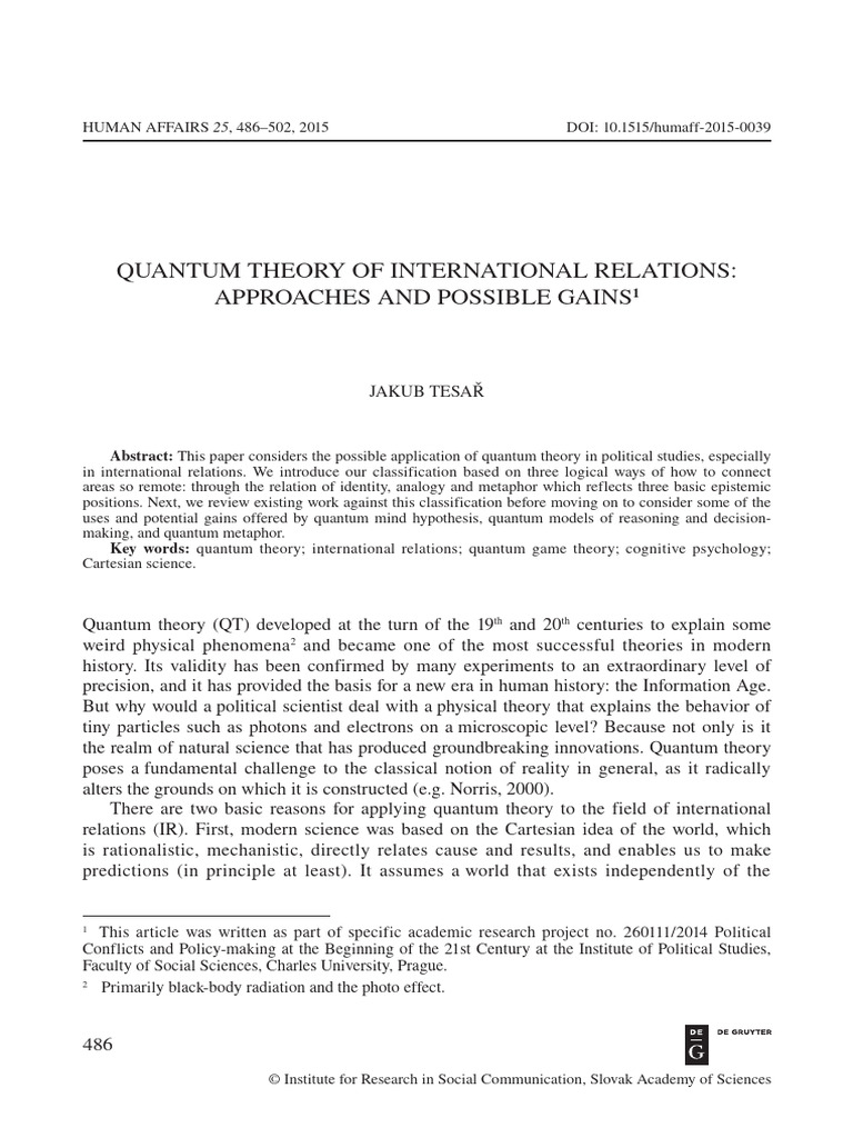 Quantum Theory in International Relations | PDF | Quantum Mechanics | Scientific Theories