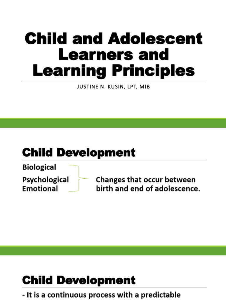 Child-and-Adolescent-Learners-and-Learning-Principles | PDF | Behaviorism | Developmental Psychology