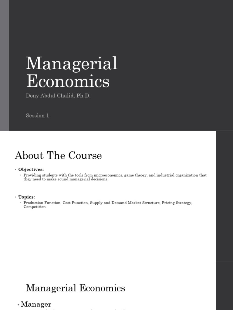 Managerial Economics - Session 1 - MMUI 2023 | PDF | Economics | Profit (Economics)