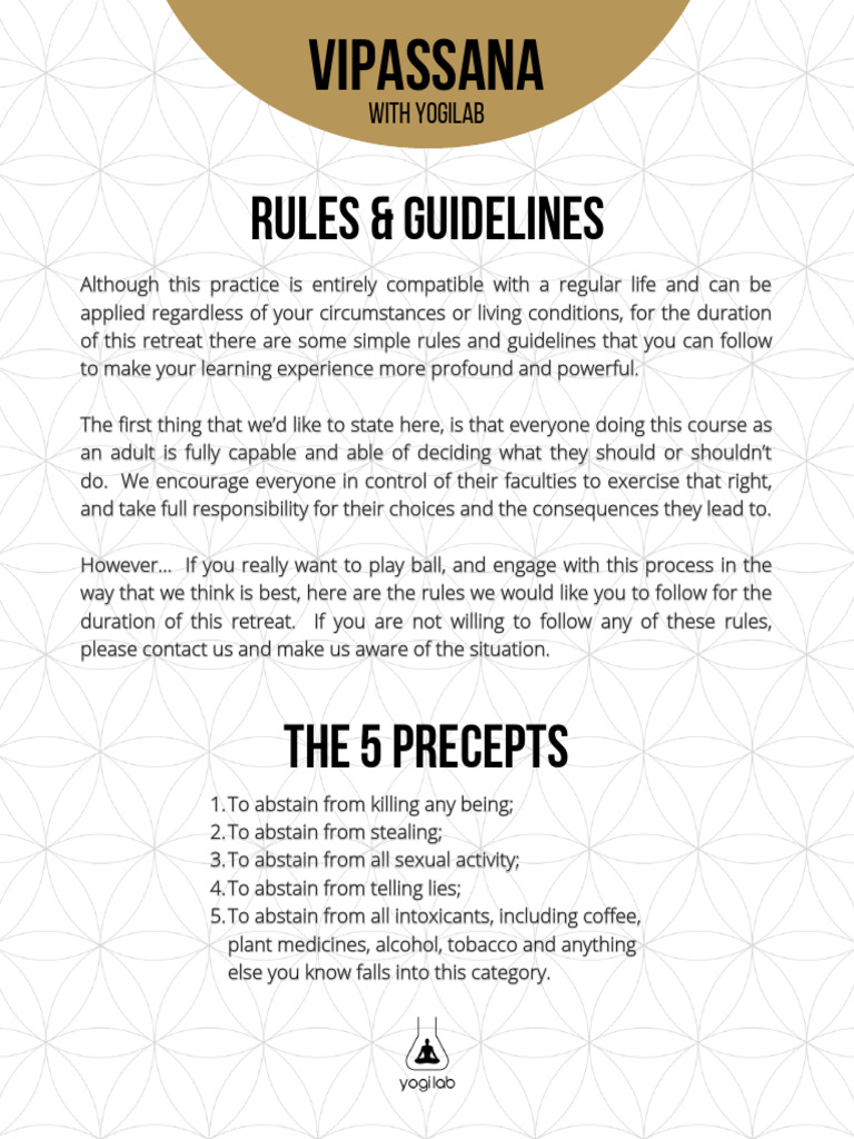 Vipassana Rules & Guidelines | PDF | Meditation