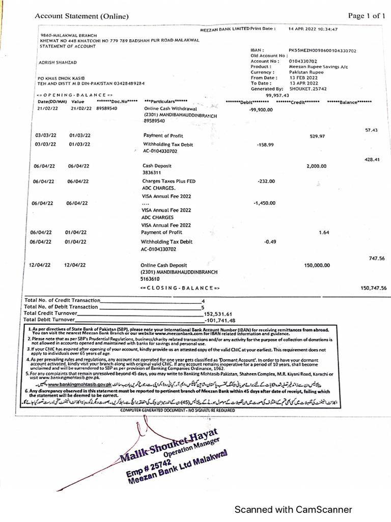 Bank Statment | PDF