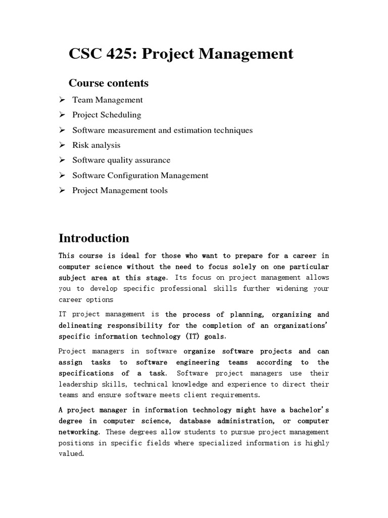 CSC 425: Software Project Management | PDF | Internet Of Things ...