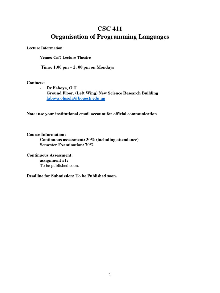 PArt 1 of Organisation of Programming Languages1 | PDF | Programming ... PArt 1 of Organisation of Programming Languages1 | PDF | Programming ...