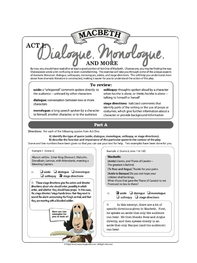 Week 3 - Act I Dialogue, Monologue, & More and Mood Activities | PDF