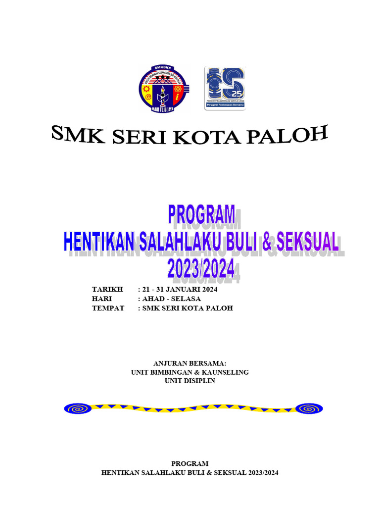 Kertas Kerja Program Hentikan Buli & Seksusal 2024 | PDF