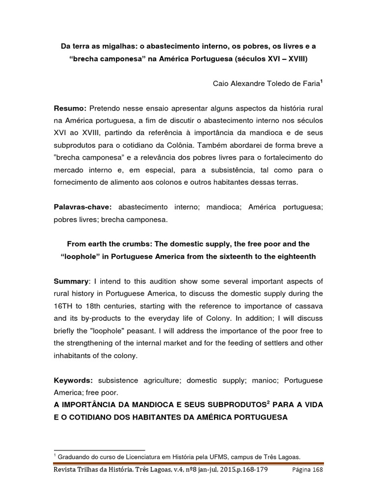 Da Terra As Migalhas | PDF | Escravidão | Agricultura