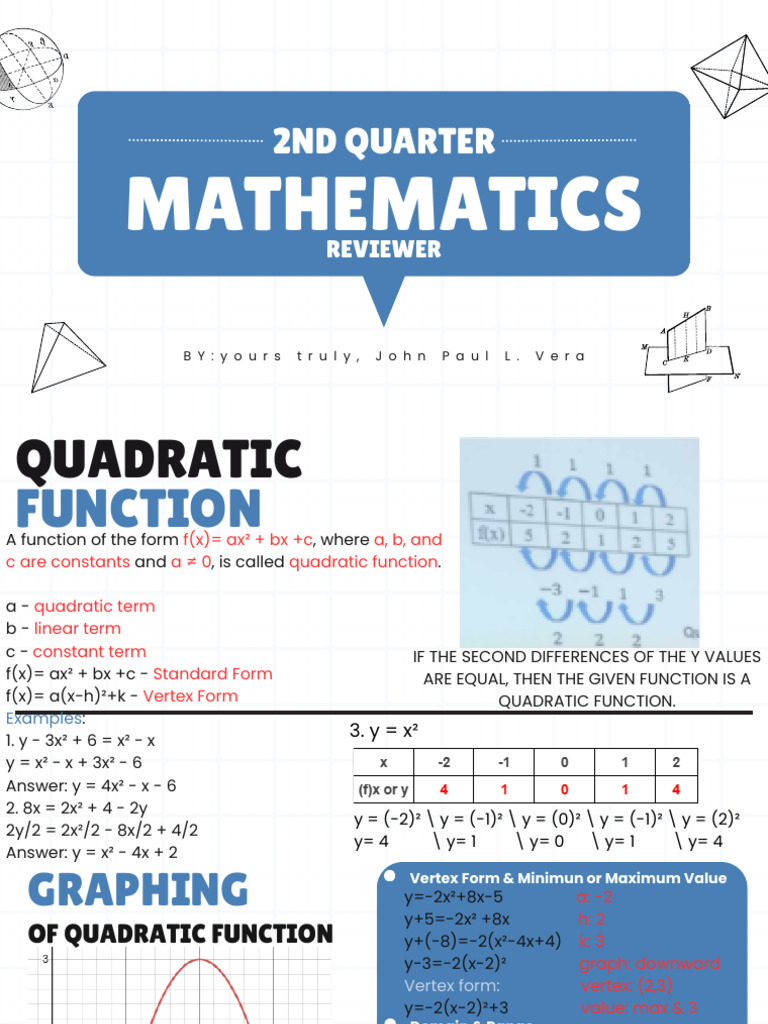 Quadratic Functions Review Guide | PDF | Mathematical Concepts ...