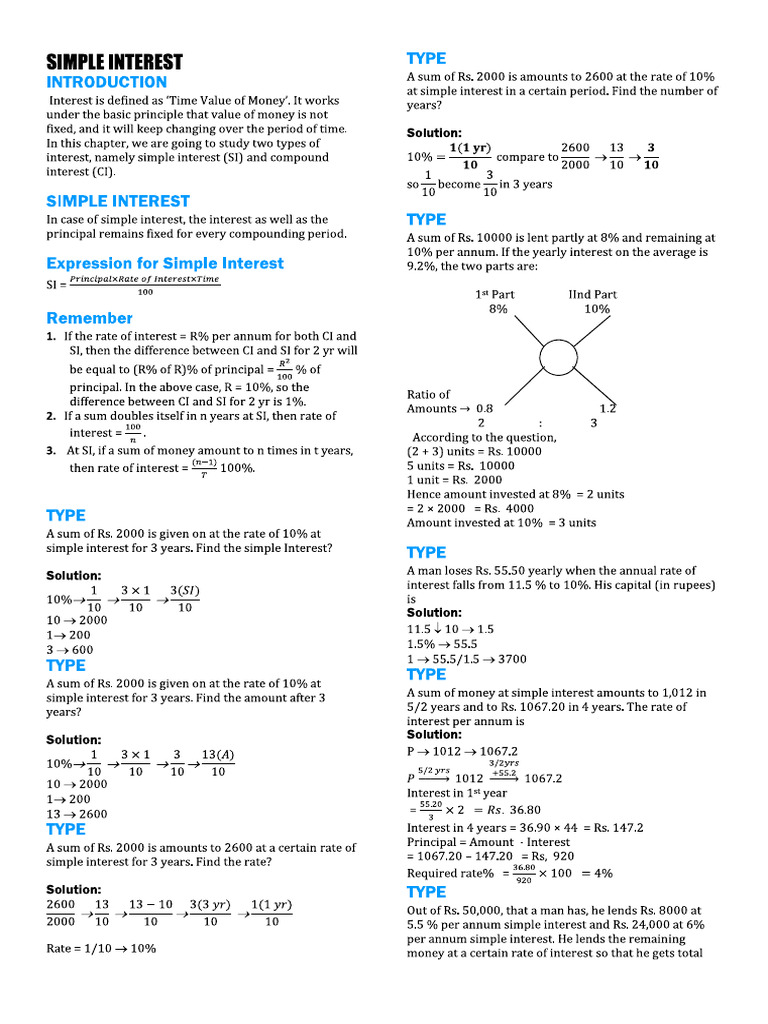 Simple Interest | PDF