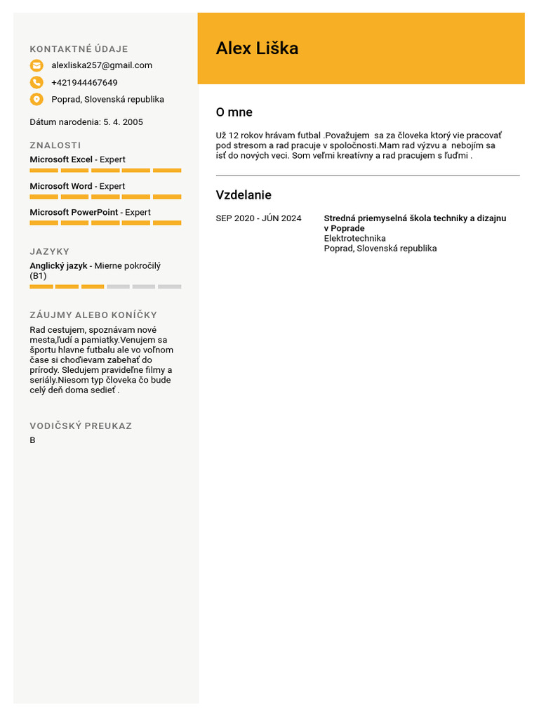 Zivotopis Liska Mar2024 | PDF