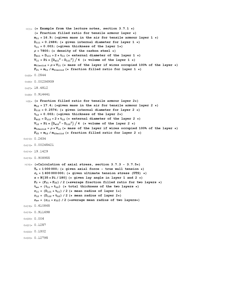 Flexible Risers Calculations | PDF | Fluid Mechanics | Mass