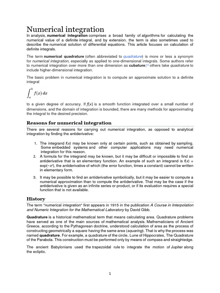 Numerical integration | PDF | Integral | Applied Mathematics