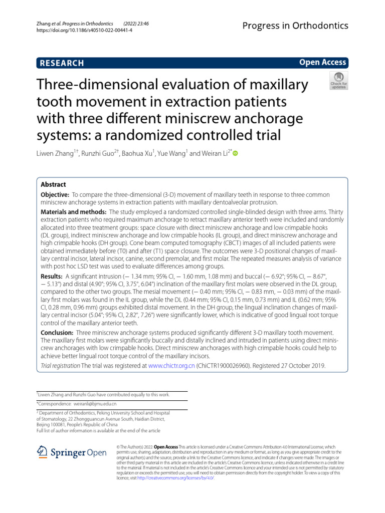 Three-Dimensional Evaluation of Maxillary Tooth Mo | PDF | Orthodontics | Tooth