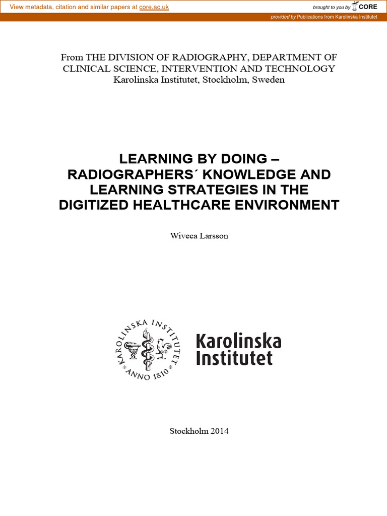 Learning by Doing - Radiographers Knowledge and Learning Strategies in ...