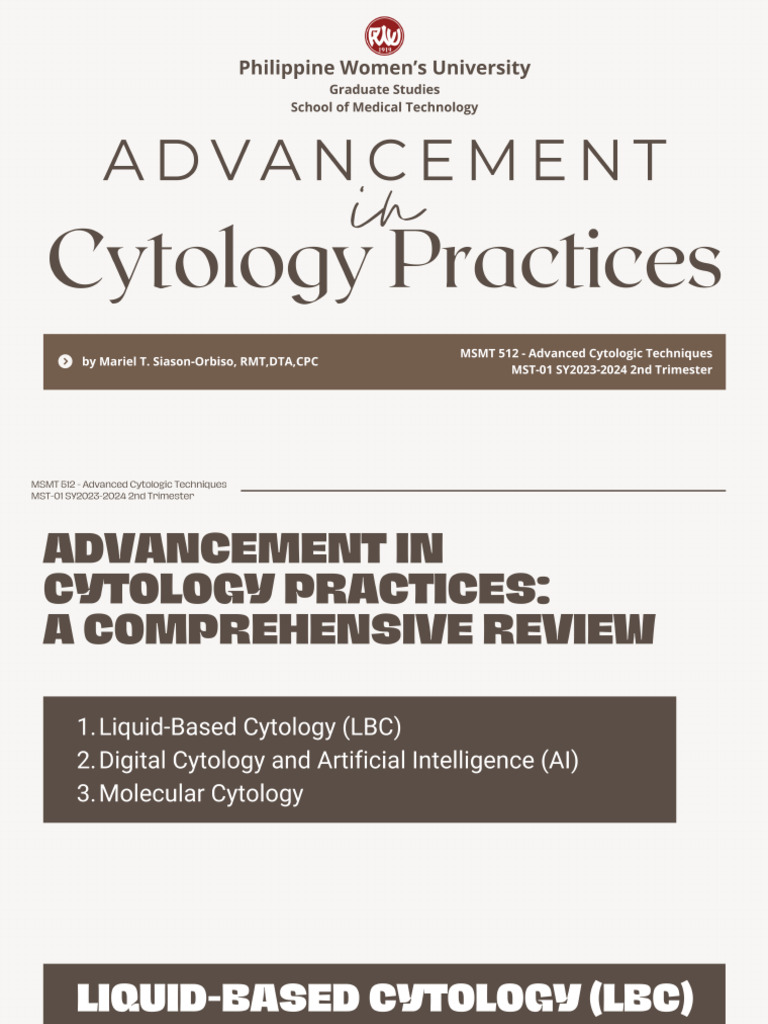 Advancement in Cytology Practices - MSMT 512 Advanced Cytologic Techniques | PDF