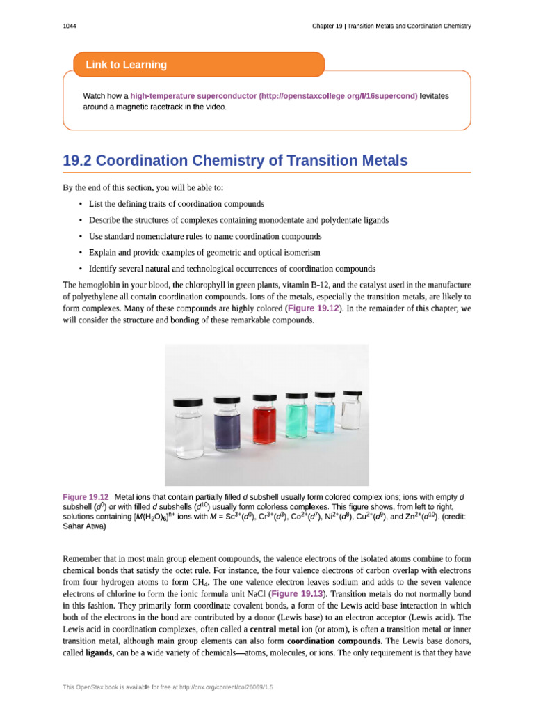 XX.0 Coordination Chemistry of Transition Metals | PDF