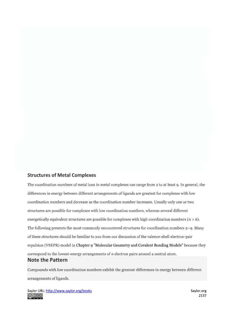 XX.2.1 Structures of Metal Complexes | PDF