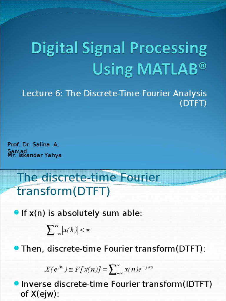 DSP Using Matlab® - 6 | PDF | Fourier Transform | Mathematical Analysis