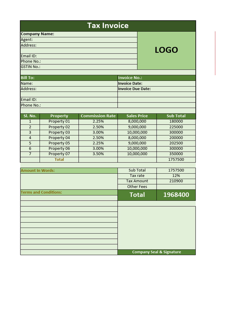 Real Estate Commission Bill Format 01 | PDF