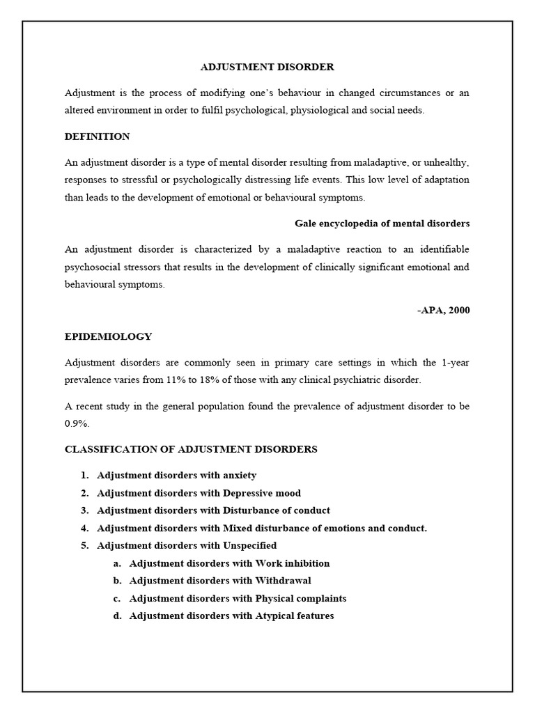 Understanding Adjustment Disorders | PDF | Mental Disorder | Impulsivity