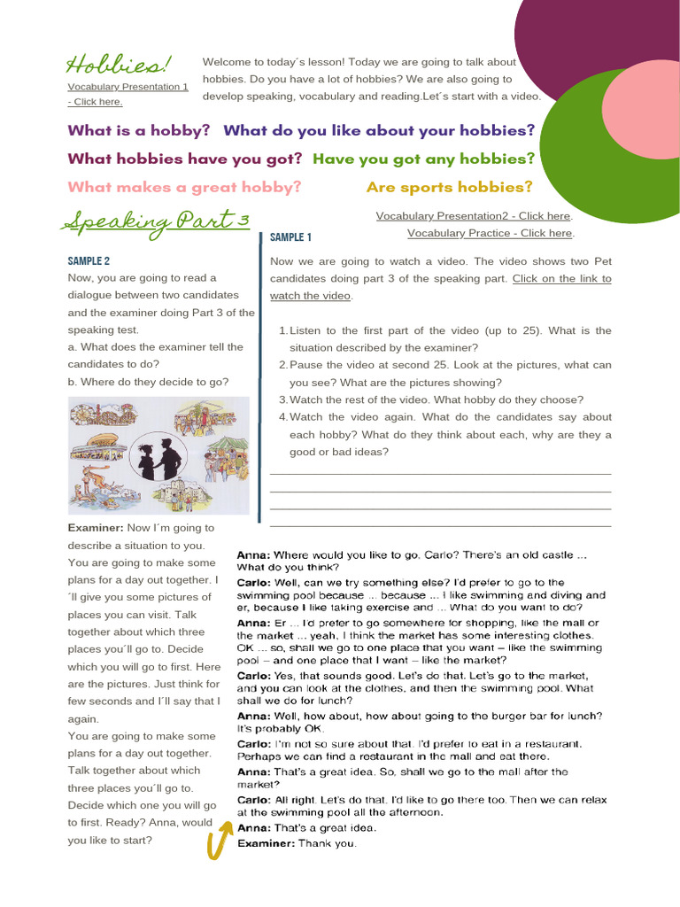 B1 Speaking: Hobbies and Modal Verbs | PDF | Grammar | Human Communication