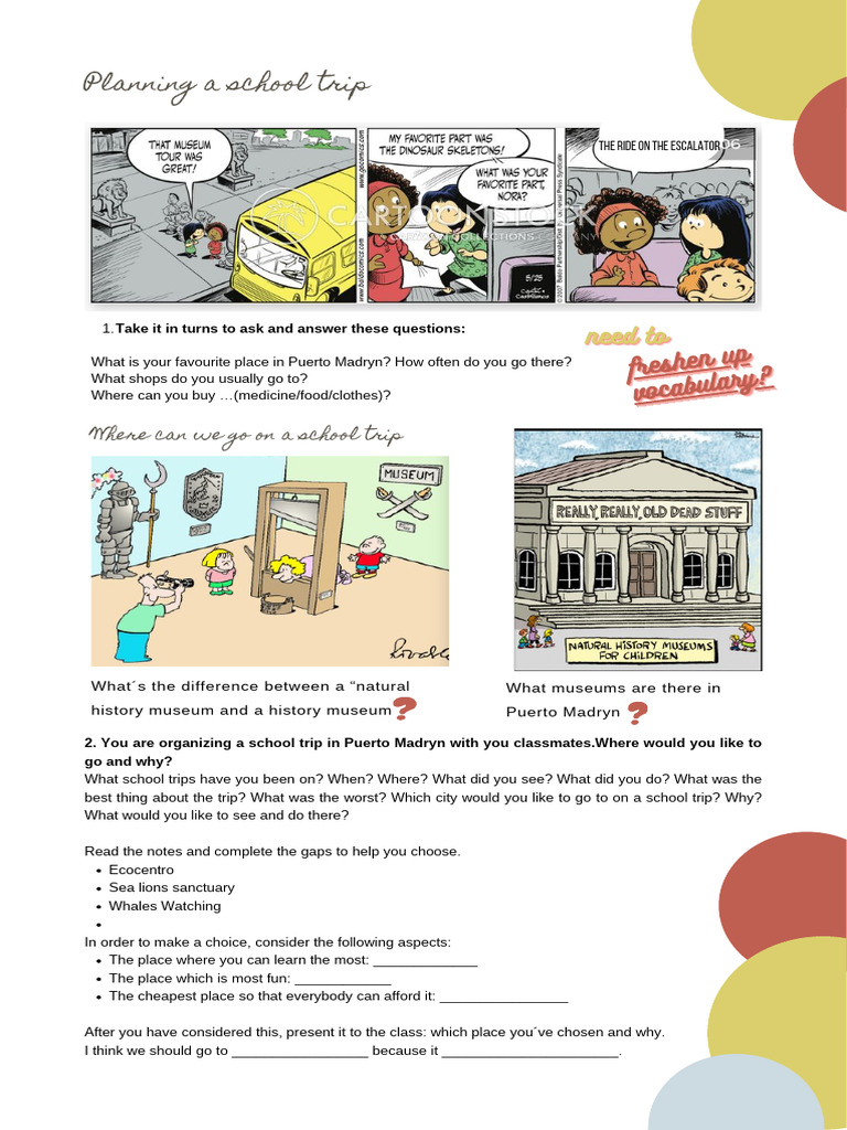 B1 Pet For Schools - Speaking Part 3 School Trips - Sts Wksheet ...