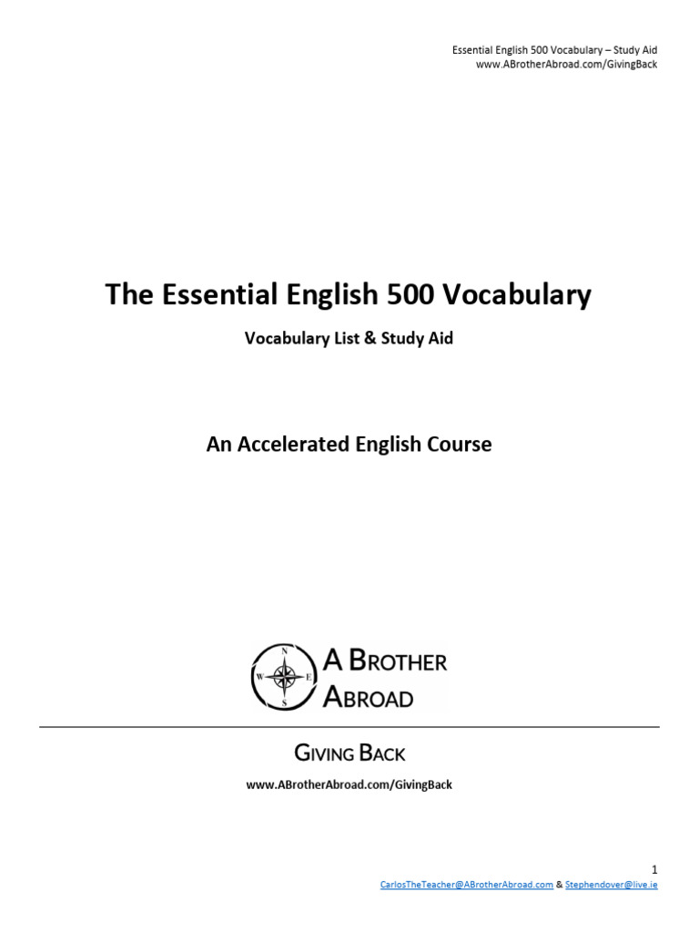 Essential 500 English Vocabulary Guide | PDF | Verb | English Language
