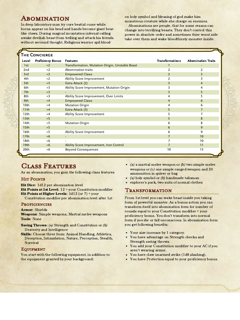 Abomination DND Class | PDF