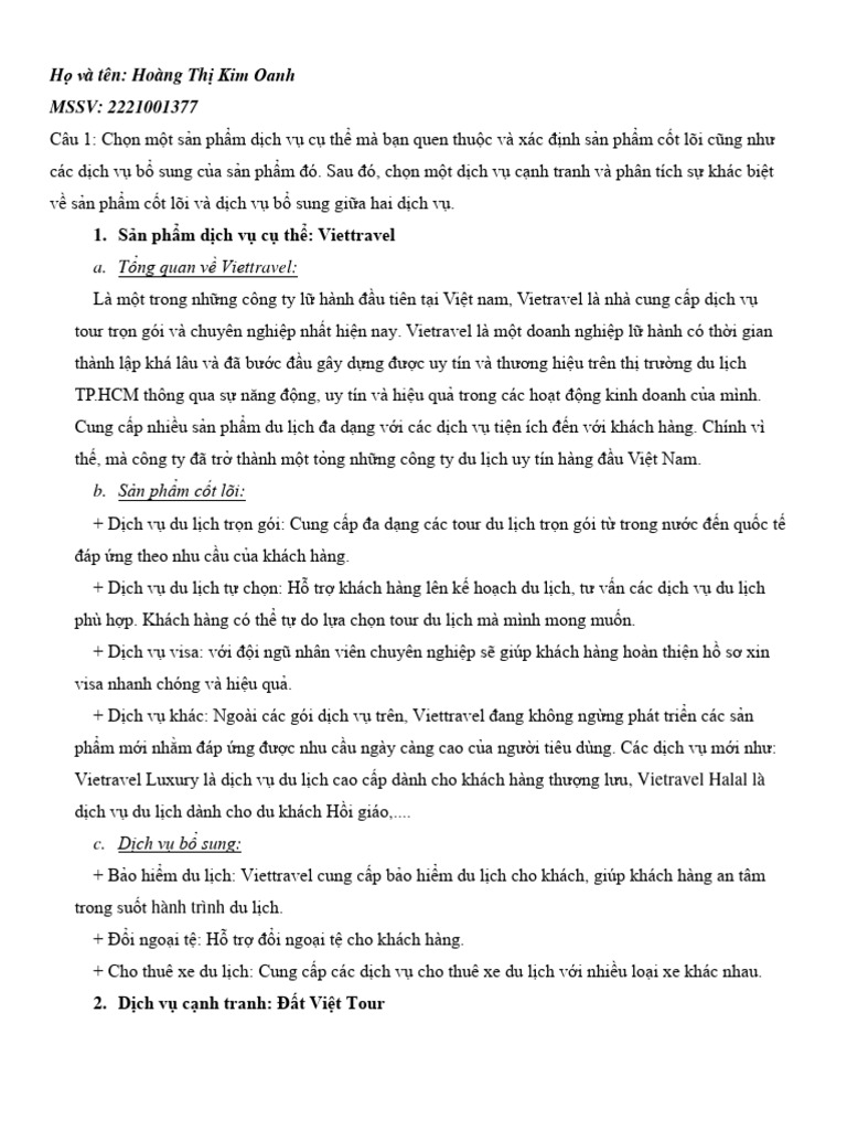 Bài Tập Cá Nhân 1 - Hoàng Thị Kim Oanh - 2221001377 | PDF