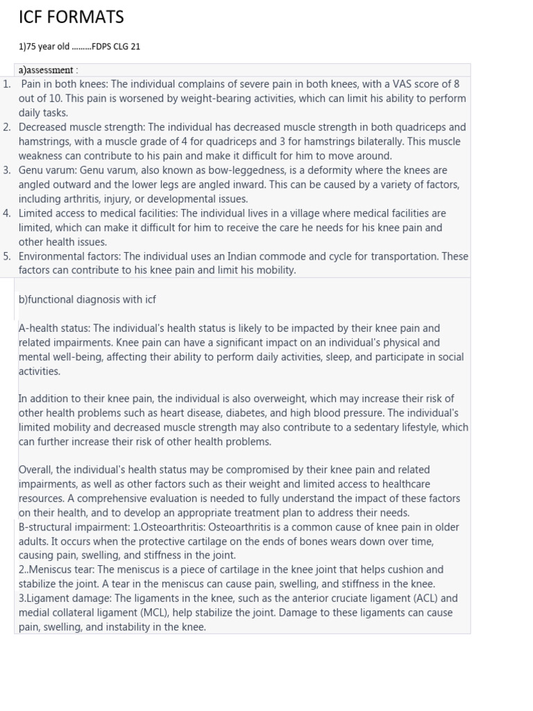Icf Formats | PDF | Asthma | Knee