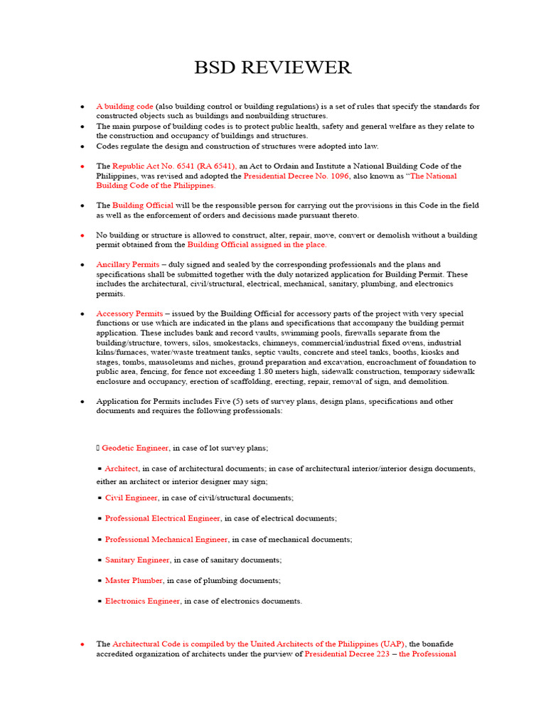BSD Reviewer LP 1 | PDF | Green Building | Structural Load