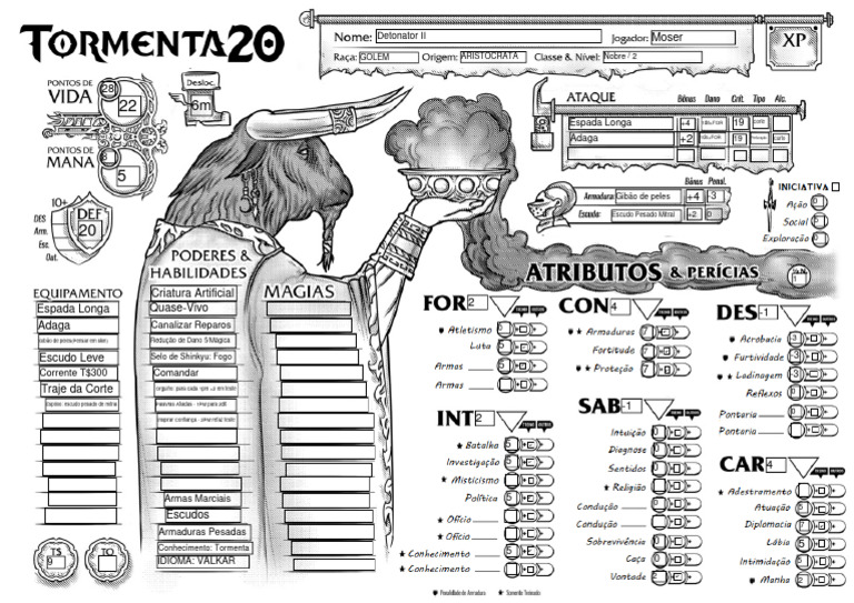 Ficha Editável Tormenta 20 Novas Perícias | PDF