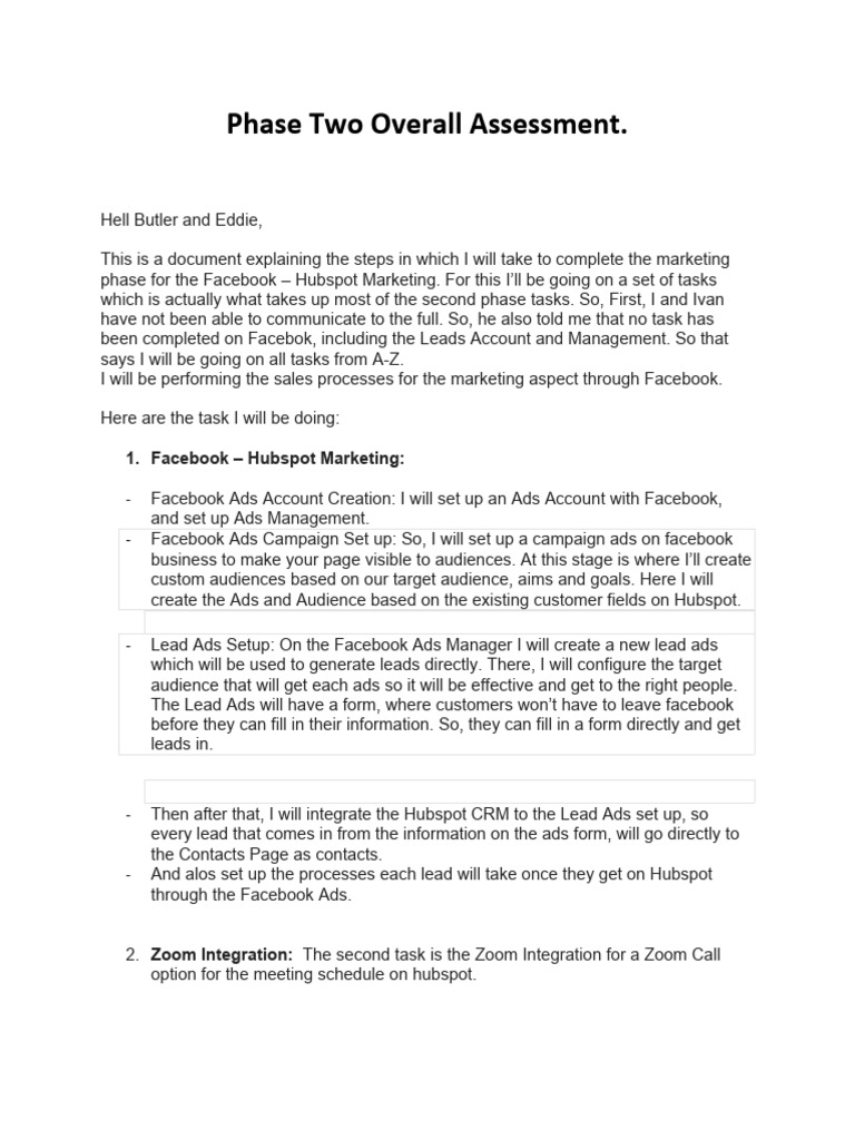 Phase Two Overall Assessment | PDF | Facebook | Marketing