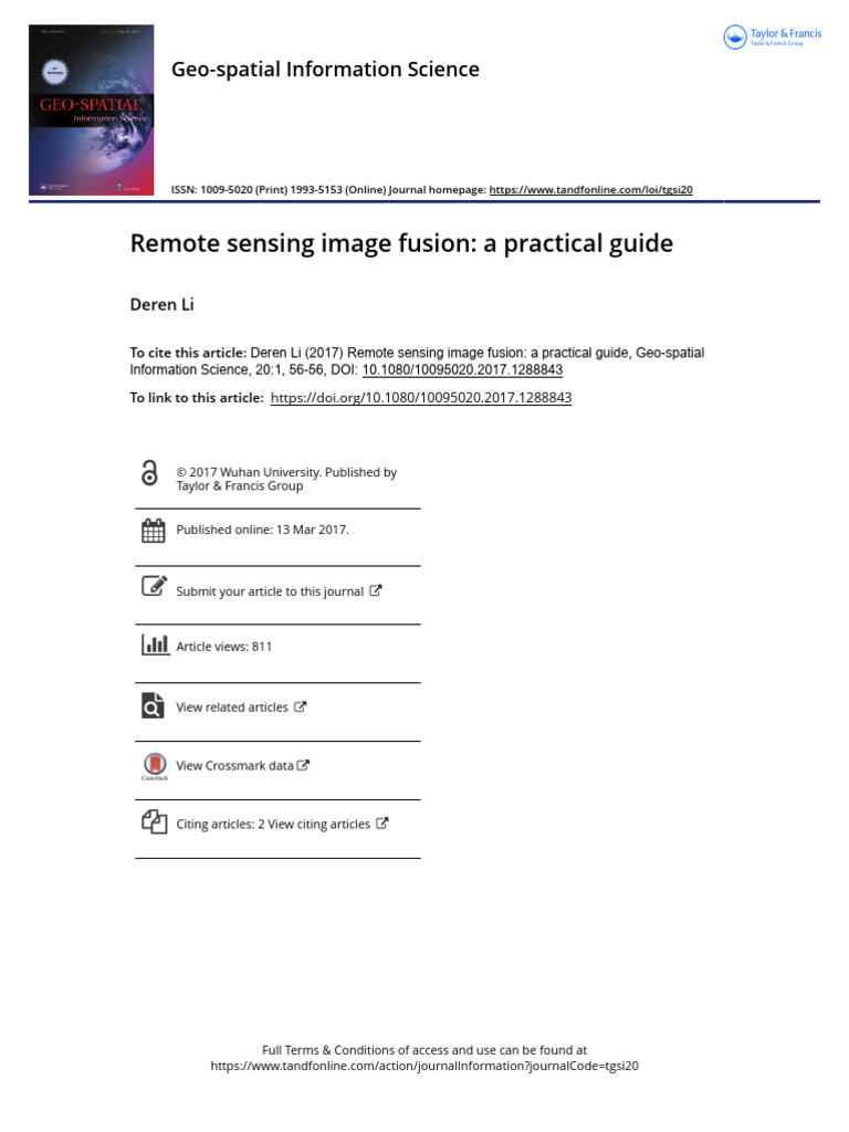 Remote Sensing Image Fusion A Practical Guide | PDF | Remote Sensing ...