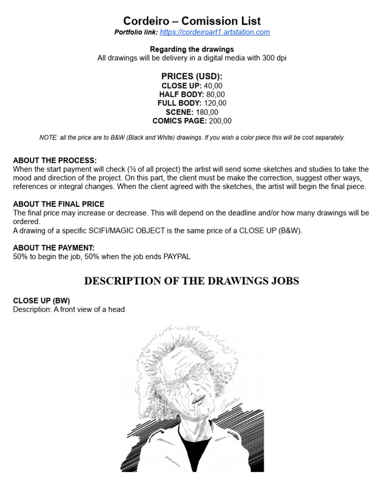 Art Commission Pricing Guide | PDF